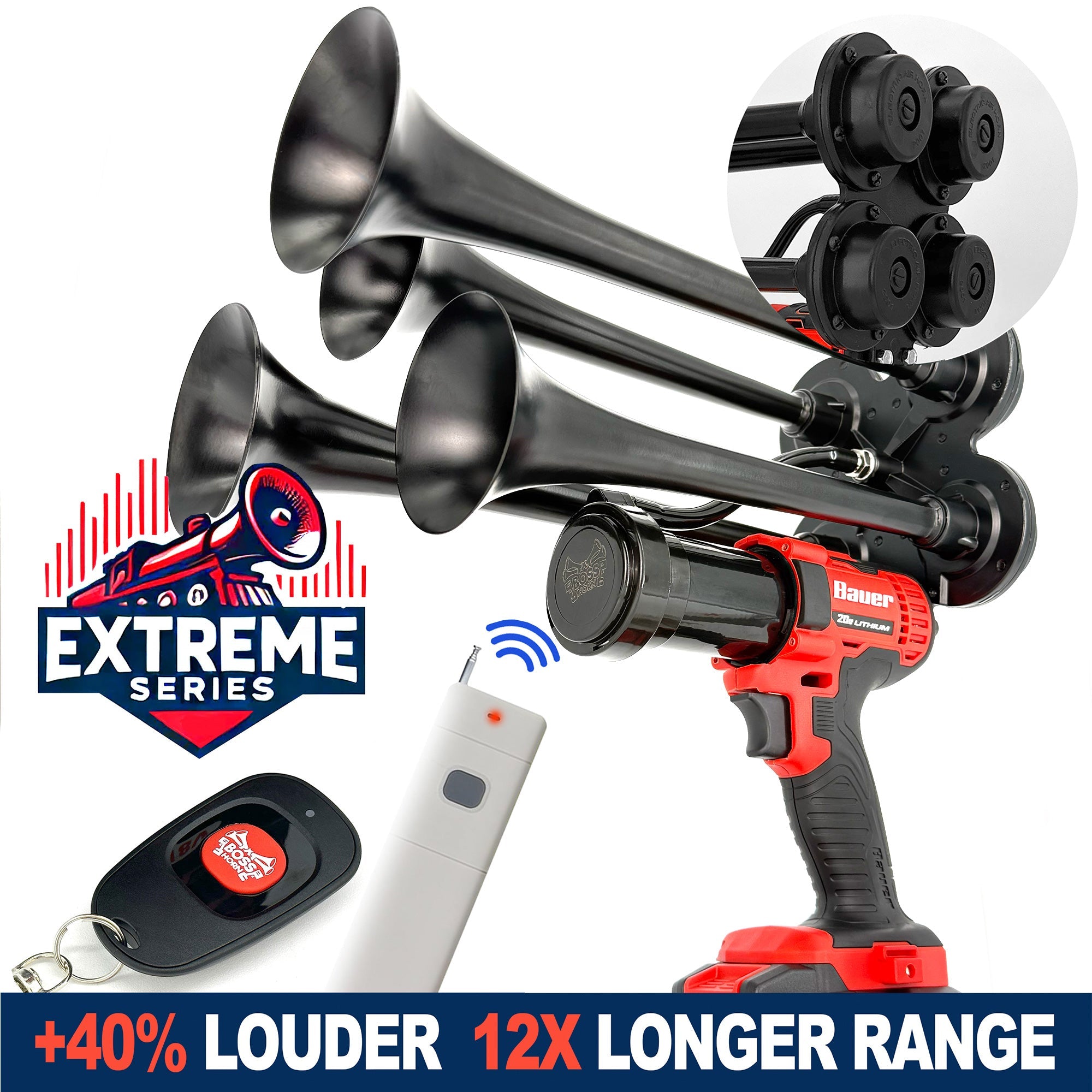 Bauer Train Horn 18v - Extreme Loud Air Horn with Remote