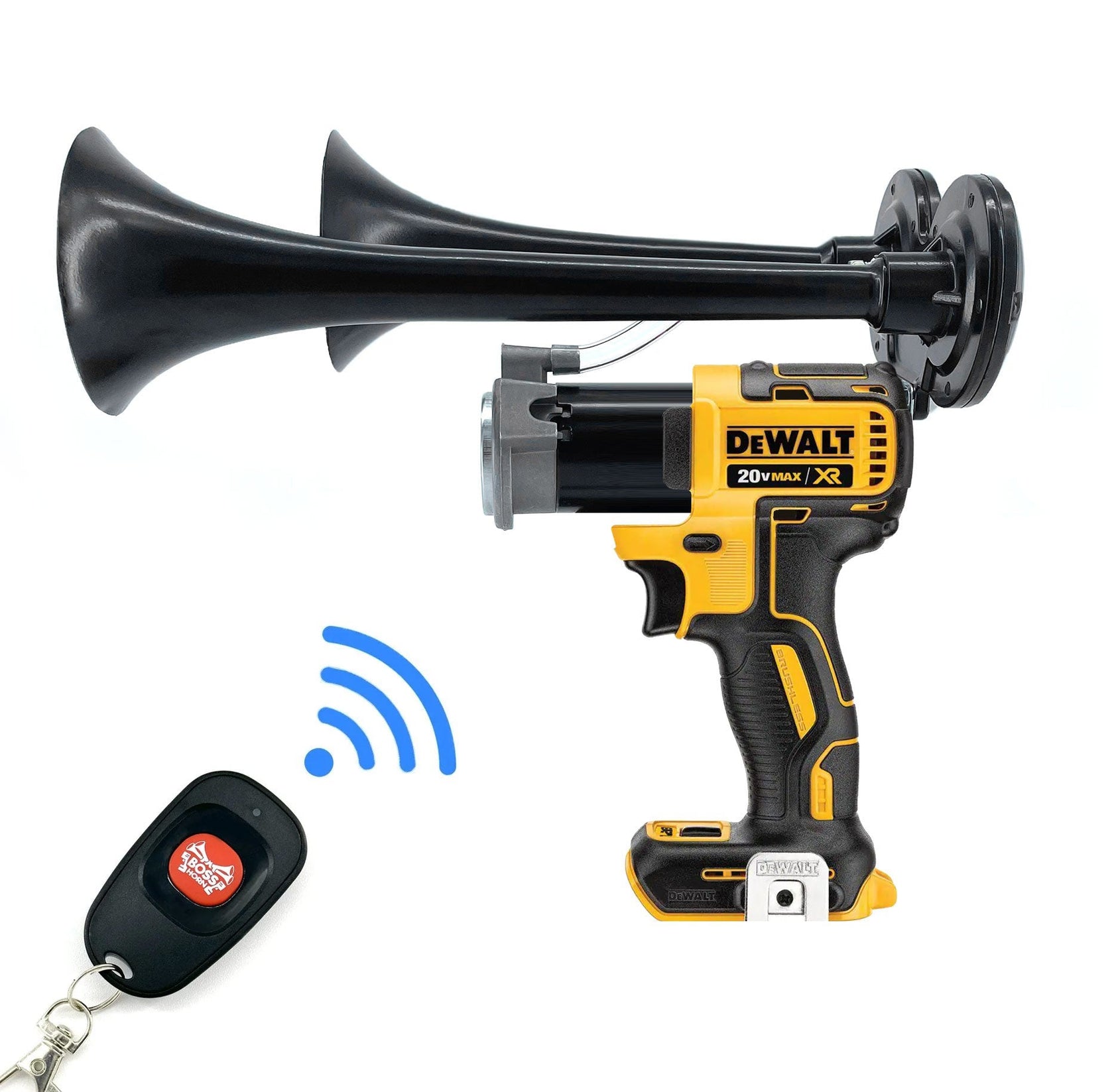 Dewalt Train Horn with Dual Trumpets and Remote