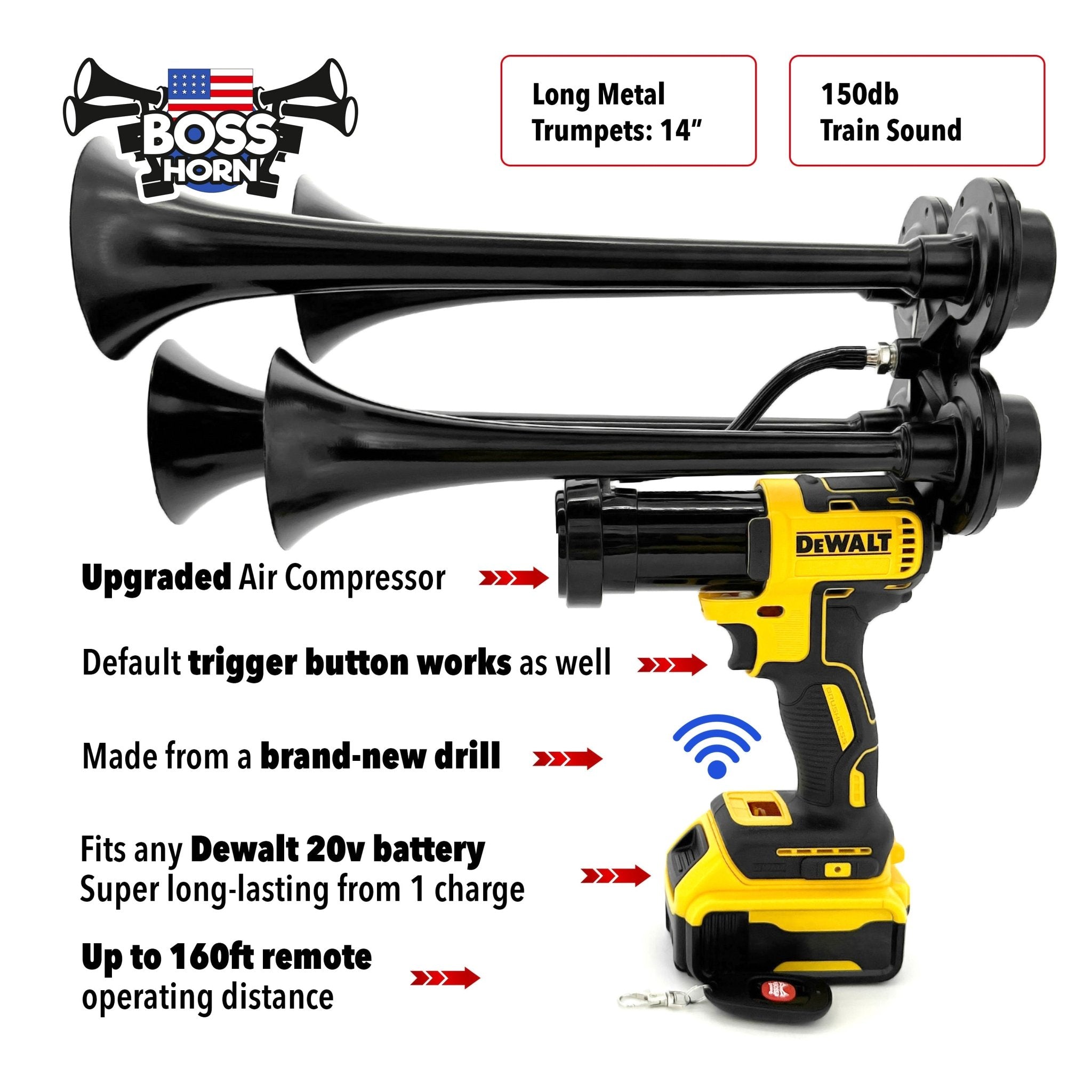 DeWalt Train Horn 20V - Extreme Series - 4 metal trumpets